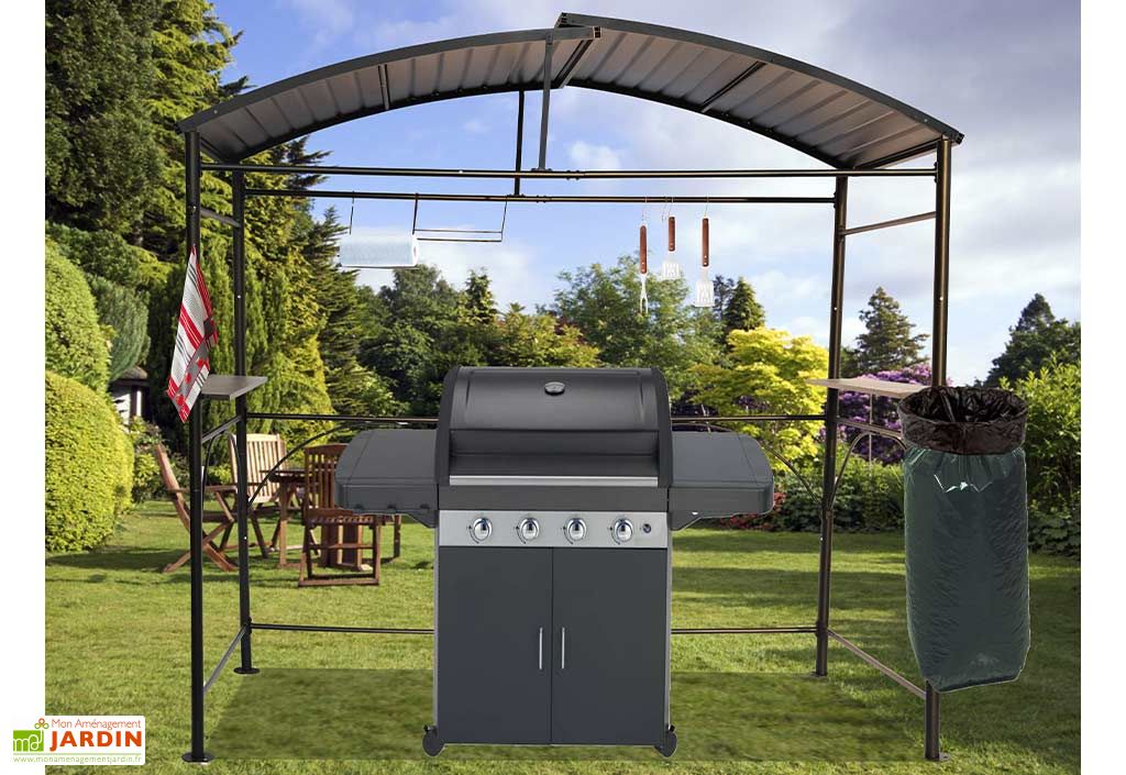 Carport abri pour barbecue acier galvanisé et époxy 1,5 x 2,5 m - Habrita