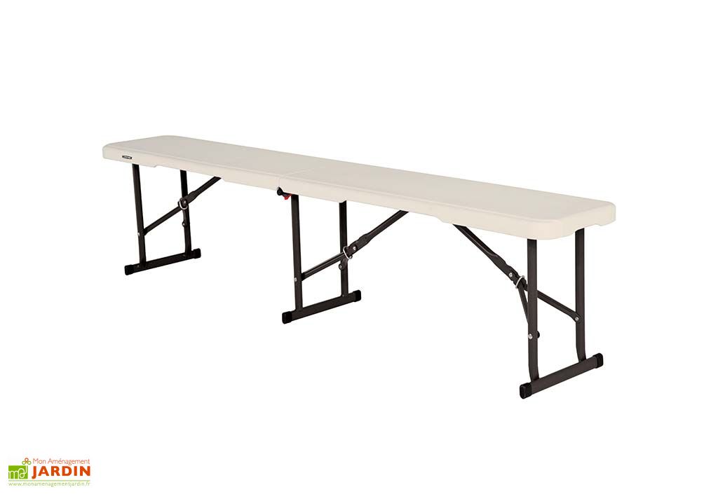 Banc pliable en acier et PEHD 182 x 29 cm