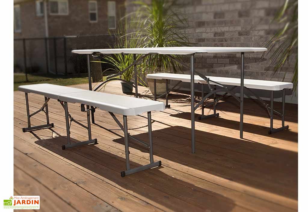 Lot de 20 Bancs Pliants Résine 183x29x42 - Lifetime