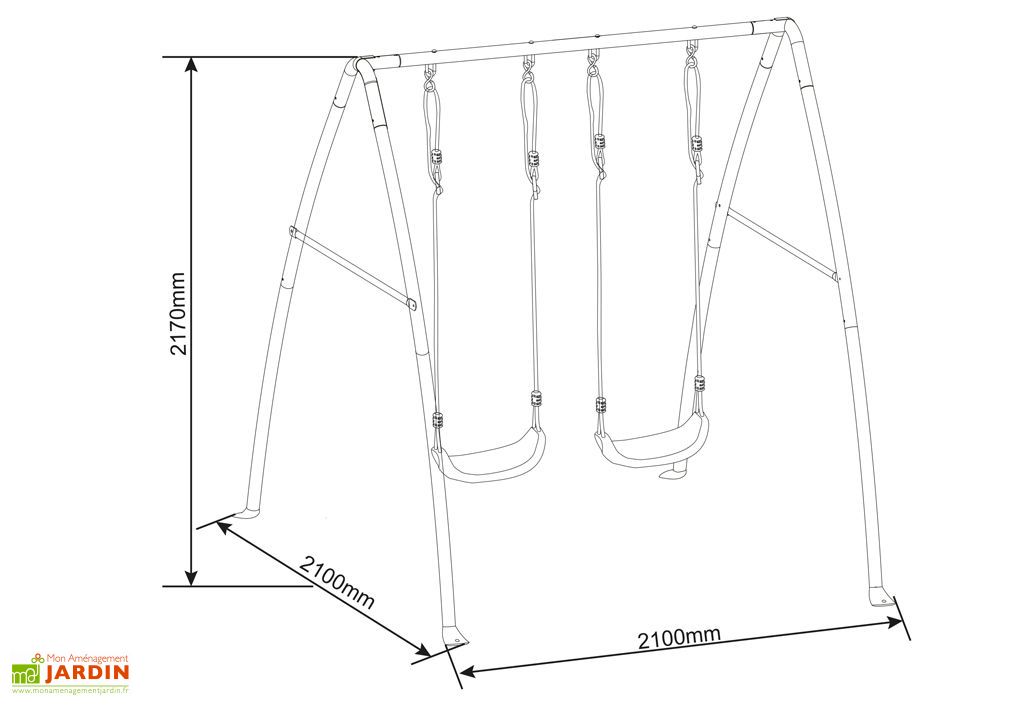 Portique Balançoire Acier pour Enfants - 2 Agrès - Axi
