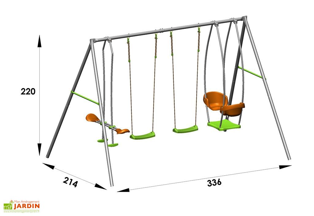 Portique Balançoire Métal Axion 2,20m Jade - Trigano