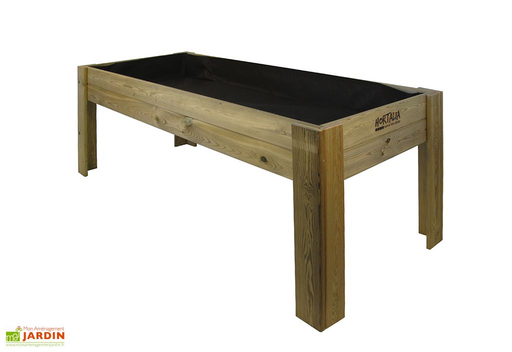 Potager Surélevé en Bois Traité Gardenbrico XL80 : 160 cm - Hortalia
