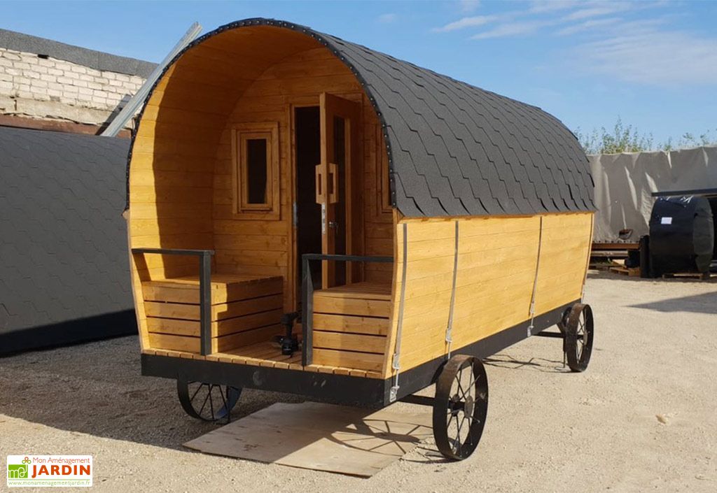 Roulotte en Bois Aménagée 28 mm Camping Western 9 m² - Inmedias Res