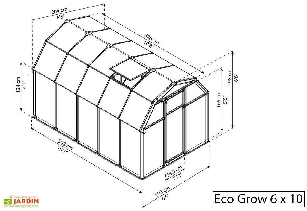 Serre de Jardin Verte Polycarbonate et PVC – Eco Grow - Palram