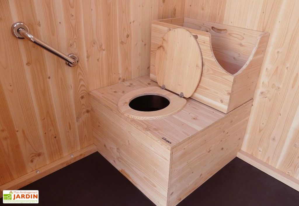 Toilette Sèche en Bois d’Épicéa LécoBox PMR (pour Personnes à Mobilité ...