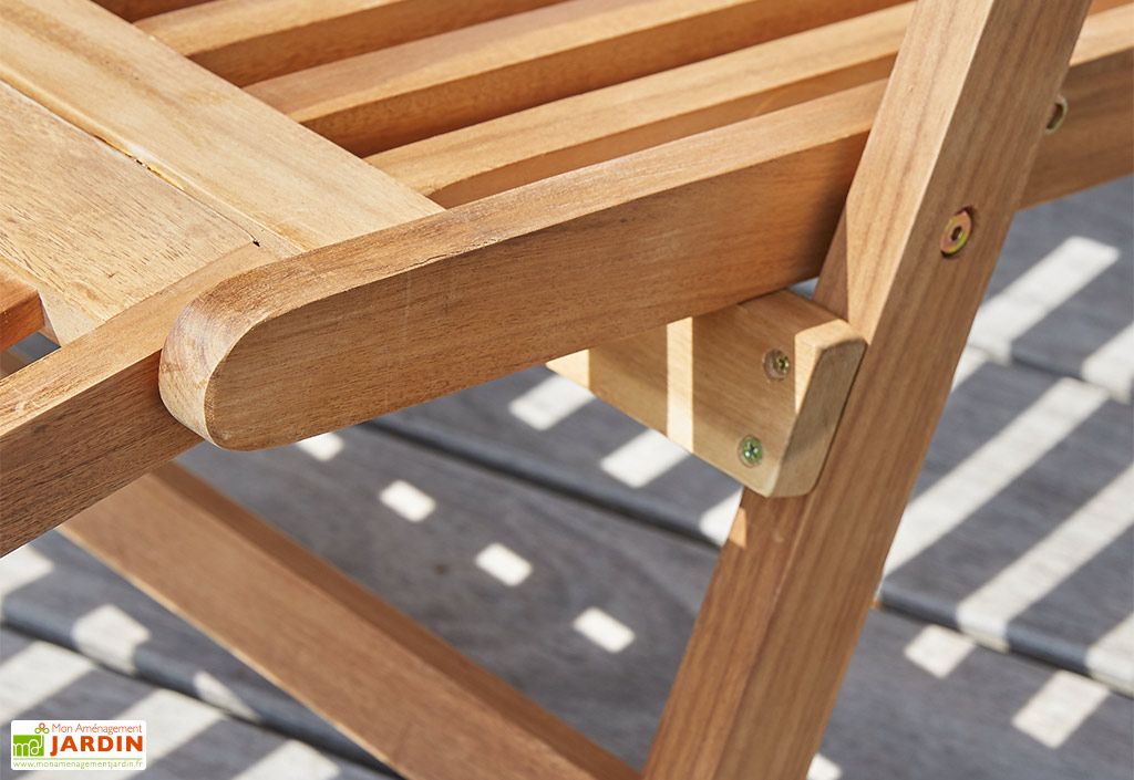 Transat en bois d'acacia – 133 x 53 cm - - Wilsa