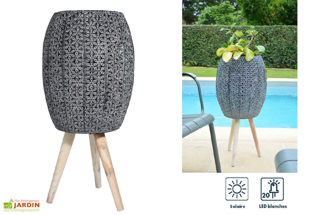 Pot Lumineux solaire en métal – H 60 cm - Orium