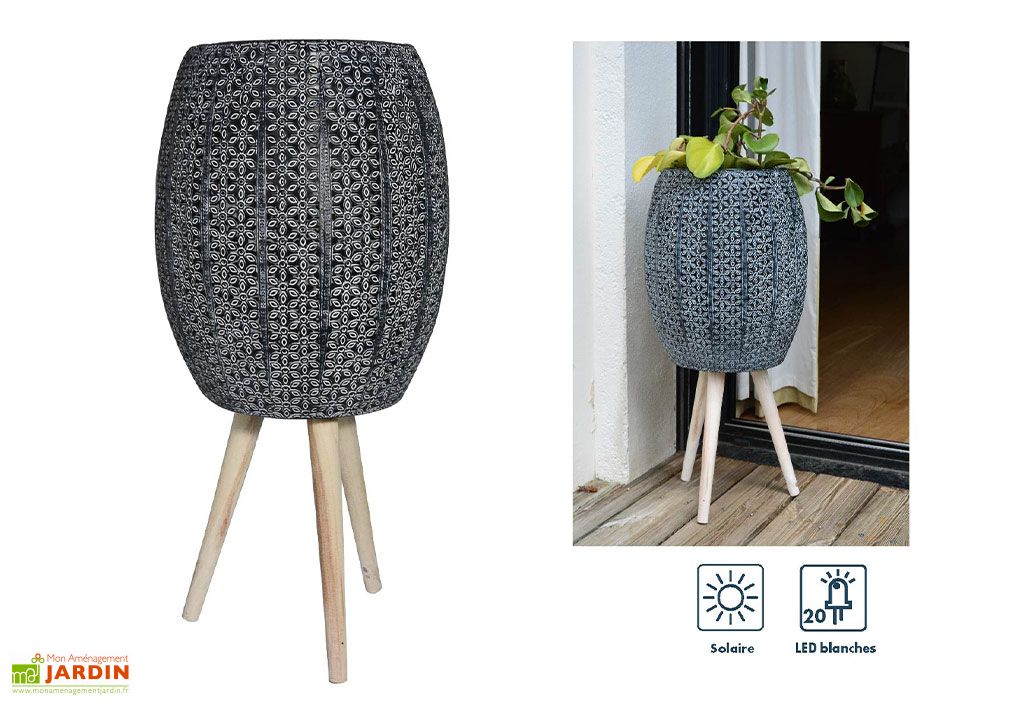 Pot Lumineux solaire en métal – H 70 cm - Orium