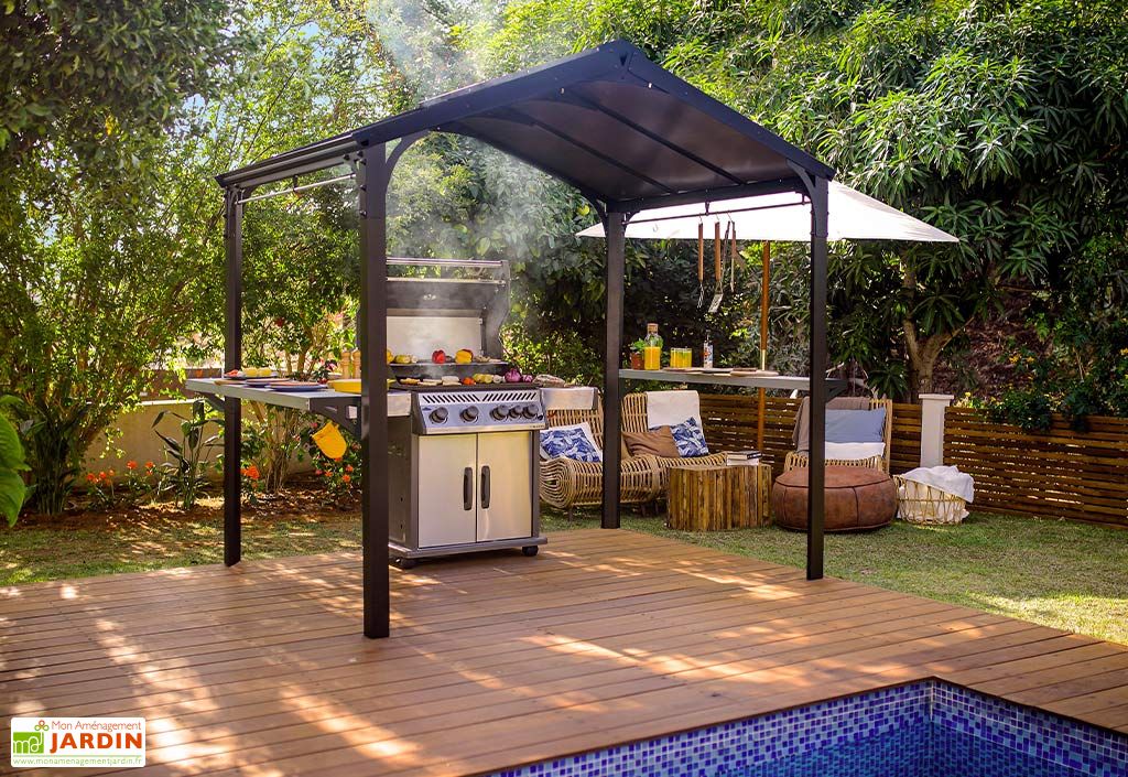 Abri barbecue en aluminium et polycarbonate 180 x 240 cm – Austin - Canopia