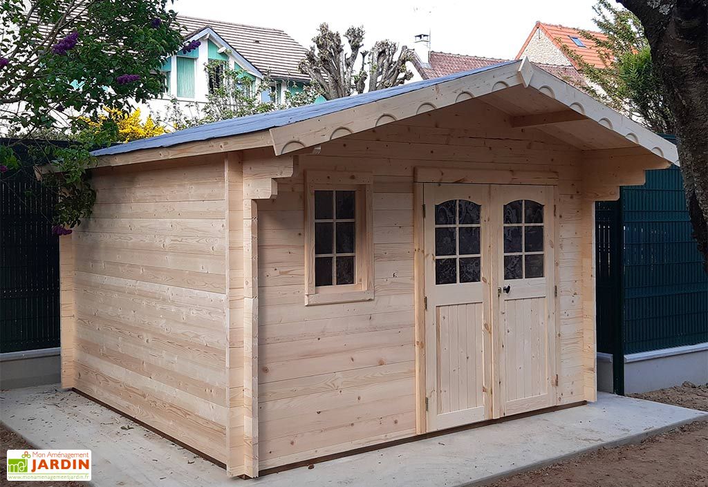Abri de jardin en bois brut 42 mm + joint d'étanchéité - 12 m² - Habrita