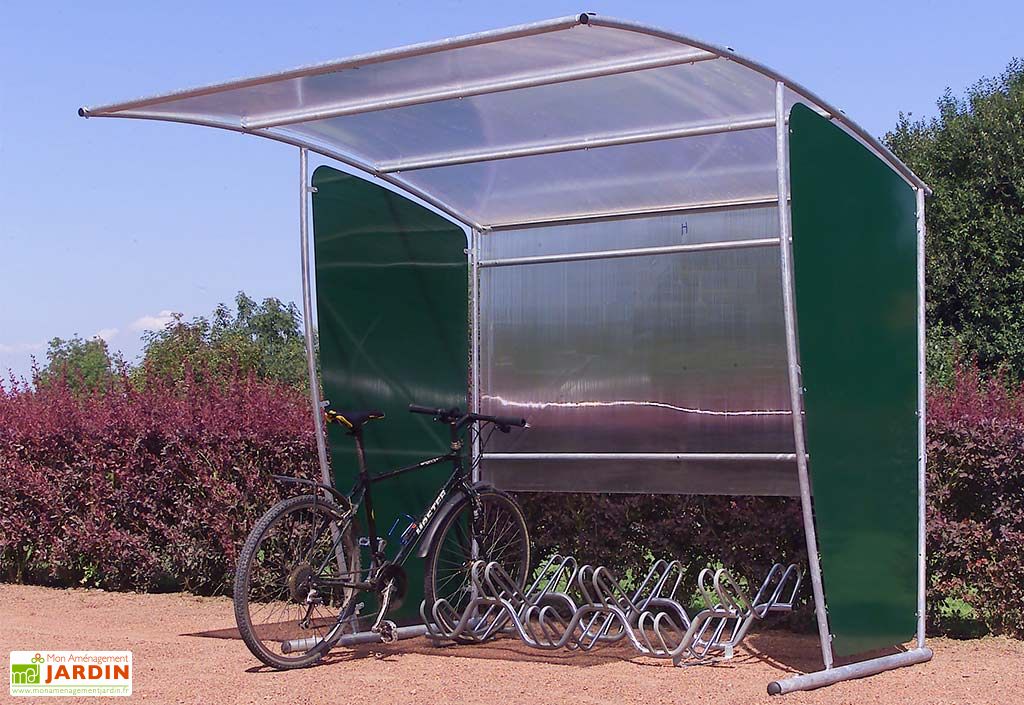 Abri à vélos en acier galvanisé et polycarbonate – 220 x 220 x 210 cm