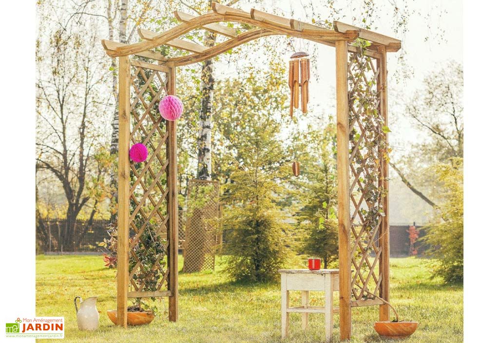 Arche de jardin bois pour plantes grimpantes 210 x 238 cm - Dover
