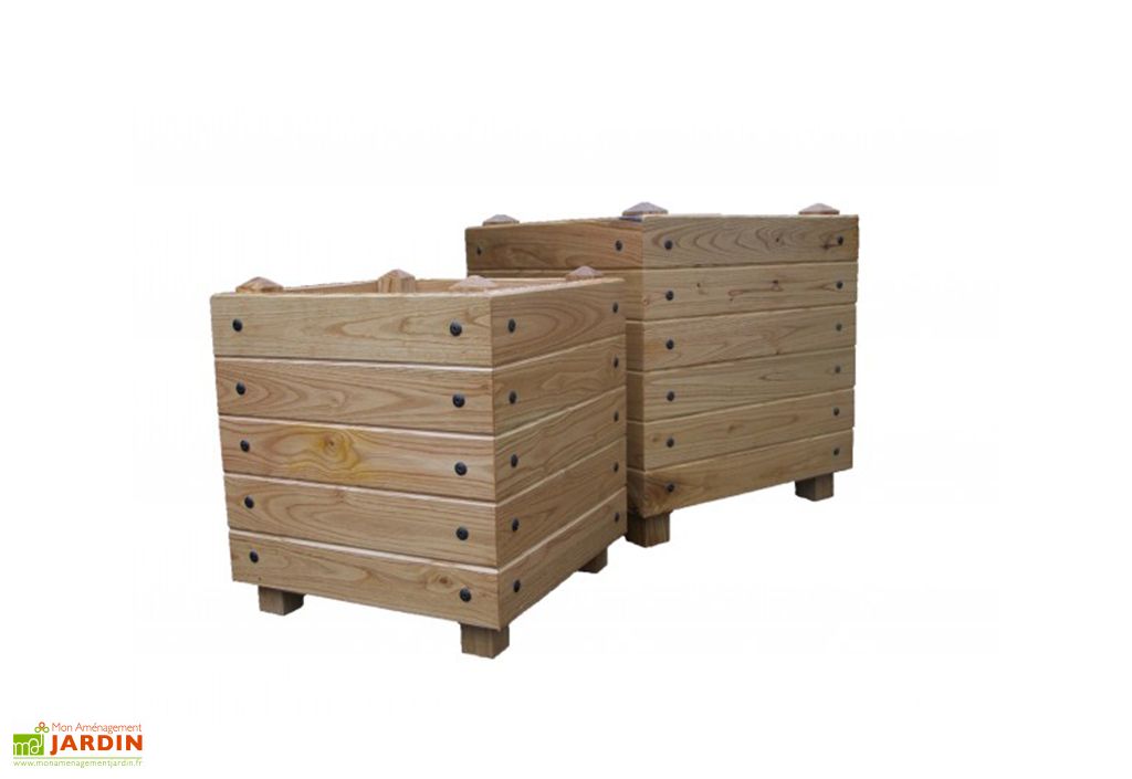 Bac à fleurs carré en bois de châtaignier lasuré - Classics - Jardi-Bois