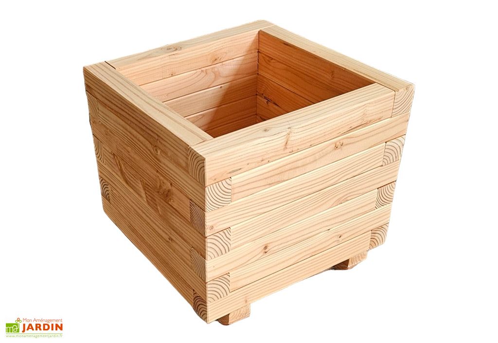 Bac à fleurs en bois Douglas brut – 50 x 50 x 50 cm - Le Livet