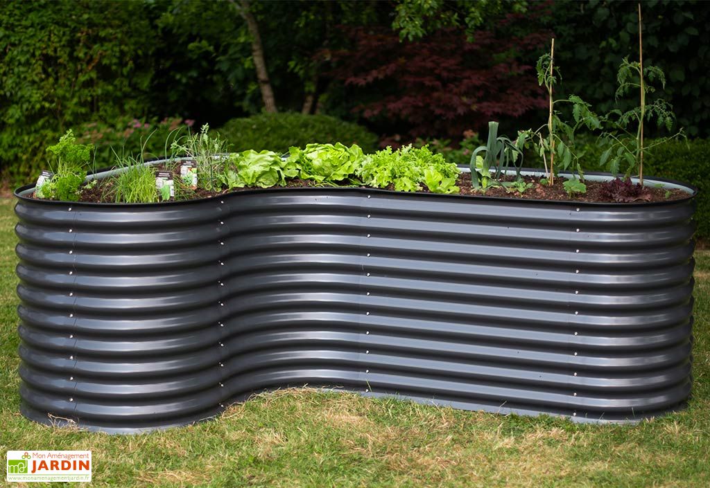 Bac potager en acier galvanisé anthracite – 160 x 240 x 82 cm - Westmann