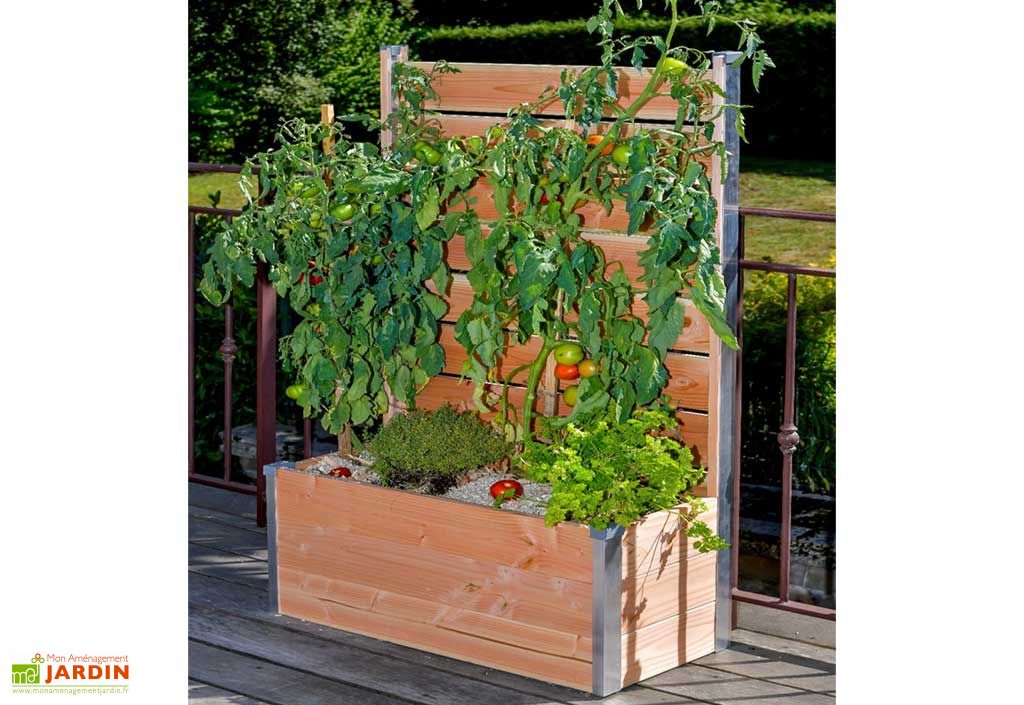 Bac potager en bois douglas et aluminium 75 x 35 x 136 cm - Mon Petit ...