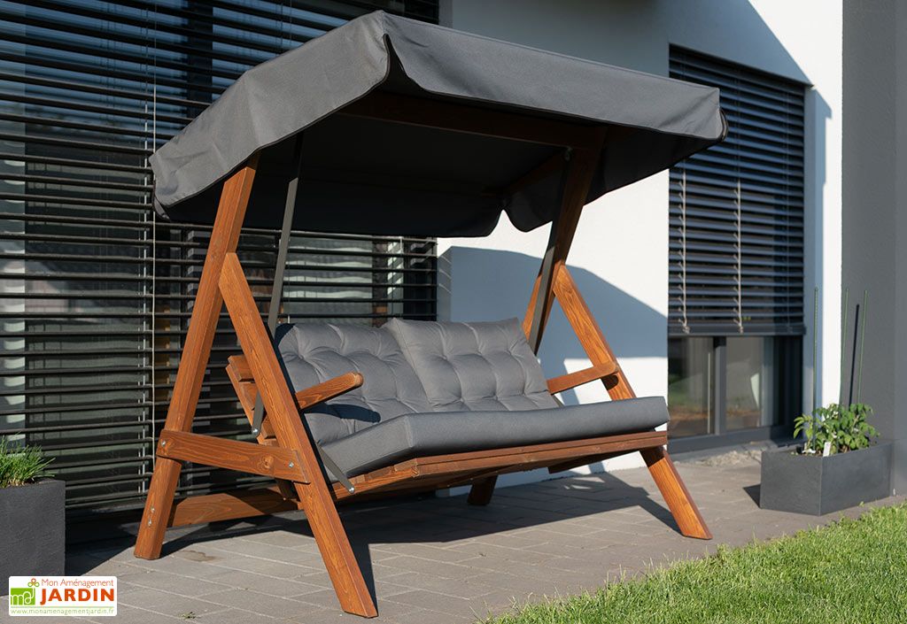 Balancelle de jardin 2/3 personnes - bois imprégné – Paris 2000 - Westmann