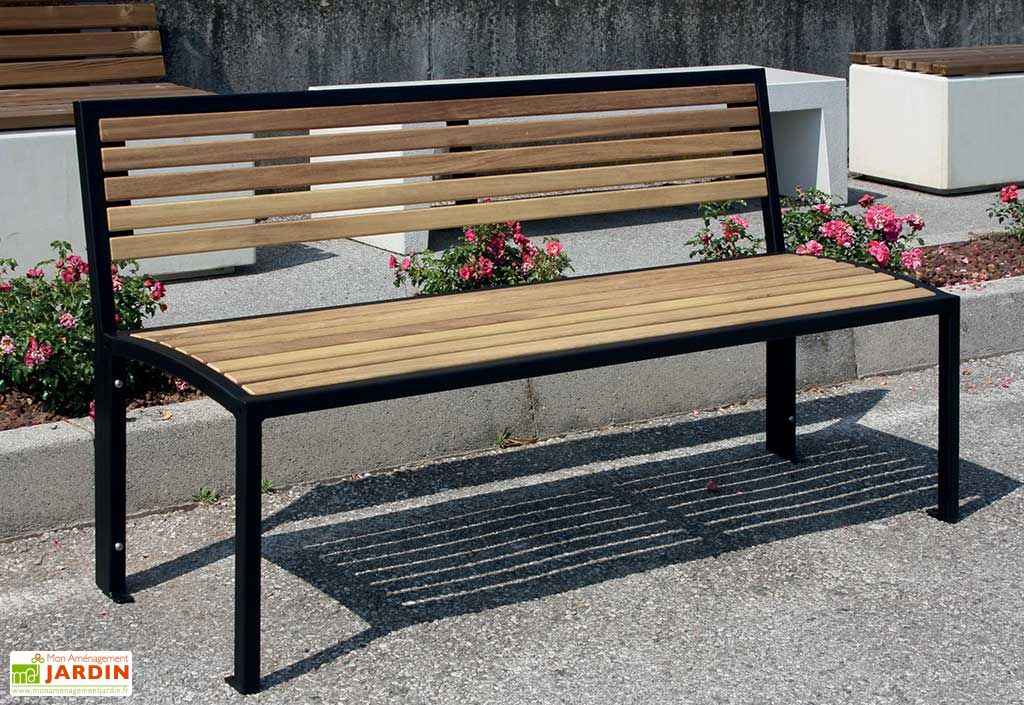 Banc de jardin en bois de pin traité et acier galvanisé Carmen - Helios ...