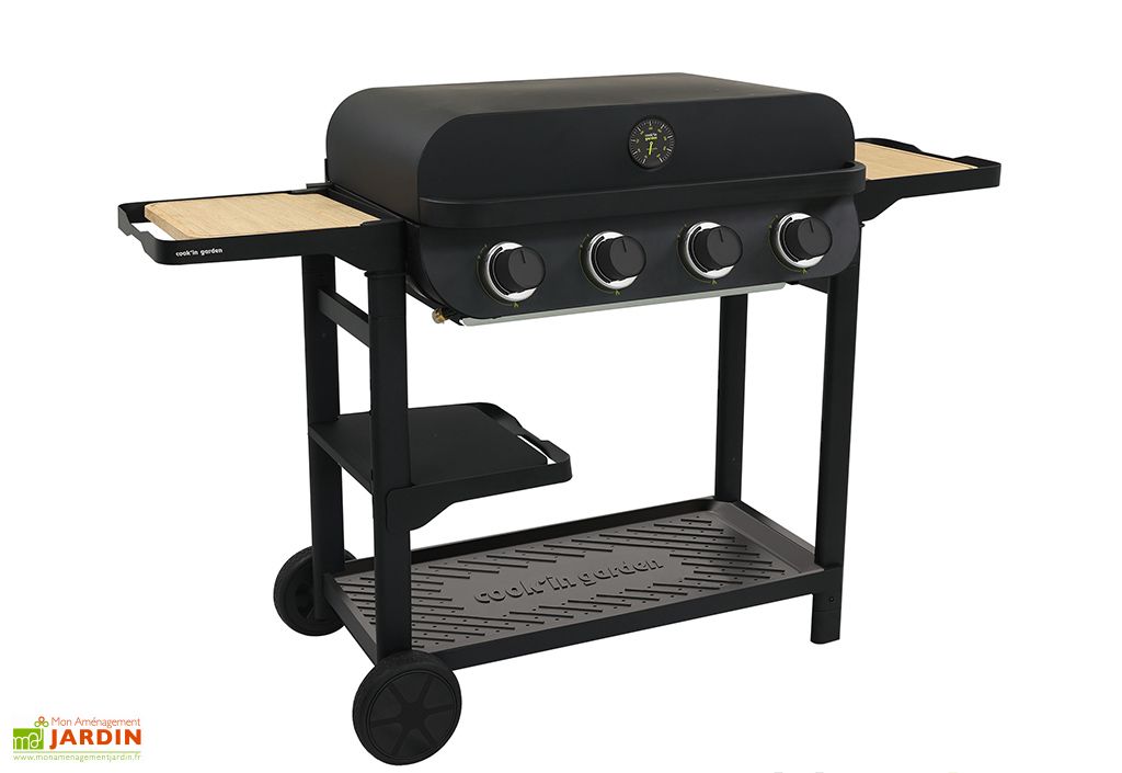Barbecue au gaz sur chariot en métal - 4 brûleurs - Cook'in garden