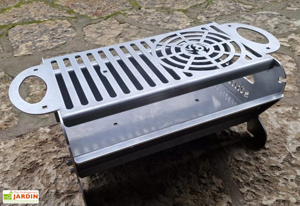 Barbecue pliable en acier Stabico – 53 x 50 x 25 cm