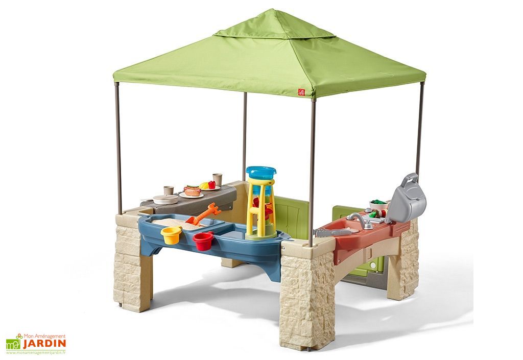 Cabane Multifonctions : Tonnelle, Cuisine, Eau & Sable pour Enfant - Step2