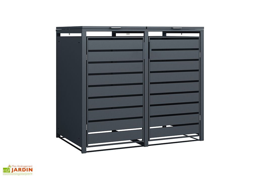 Cache-poubelle double en acier Kubus - 80 x 132 x 116 cm - Westmann