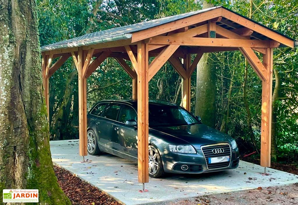 Carport simple en bois Douglas 6 poteaux sans couverture - 13 à 26 m² ...