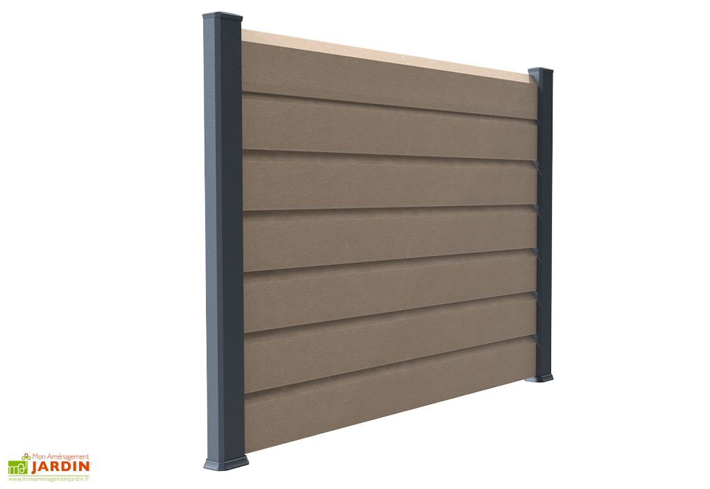 Clôture composite naturel lames biosourcées + poteaux aluminium ...