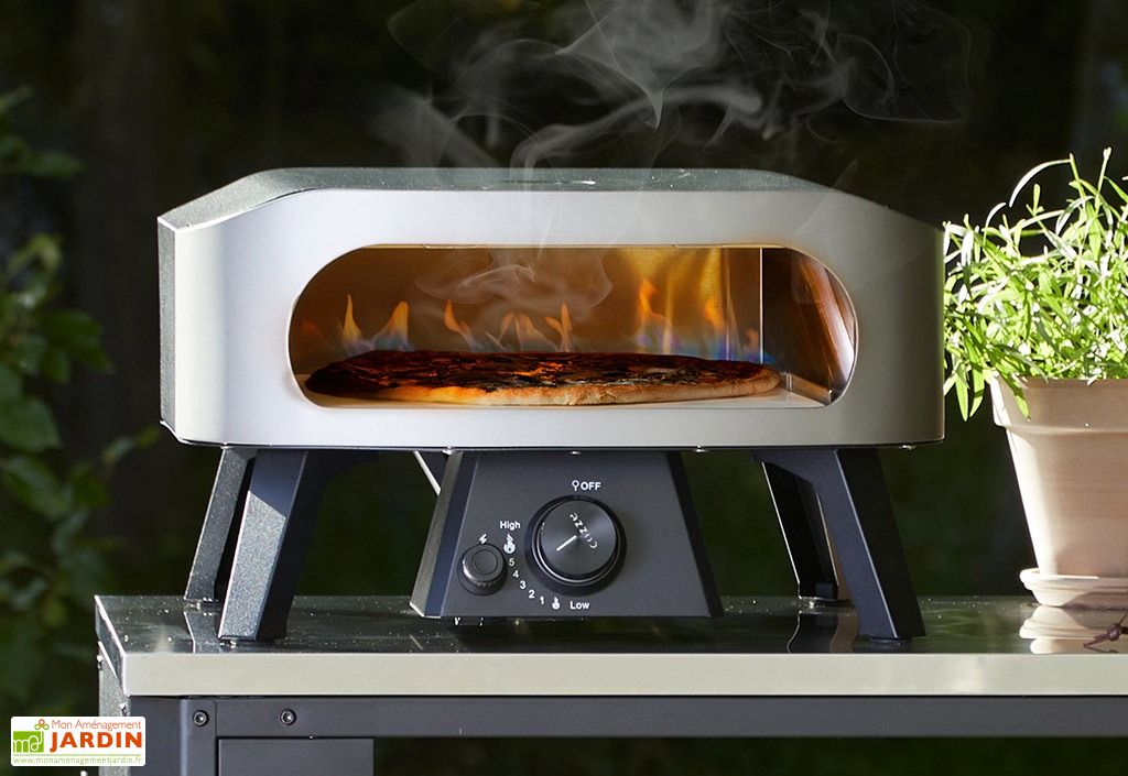 Four à pizza au gaz en acier galvanisé 6 kW + porte – 50 x 50 x 29 cm