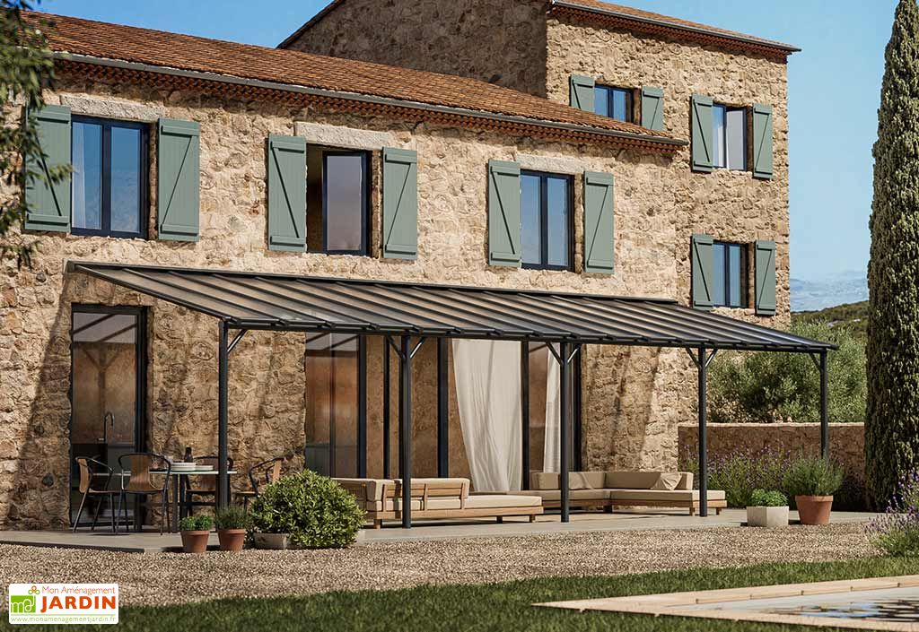 Pergola adossée en aluminium - Mon Aménagement Jardin