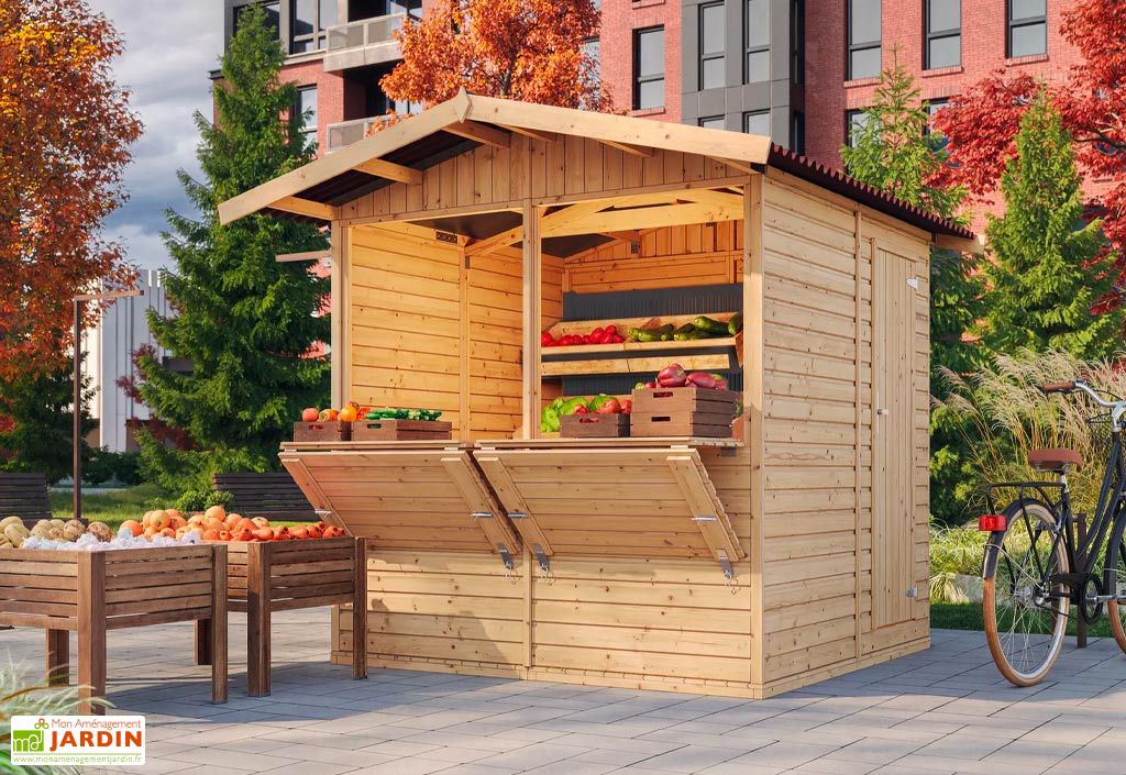 Kiosque commercial en bois 4 m² – Stand de vente pour marchés M149 ...