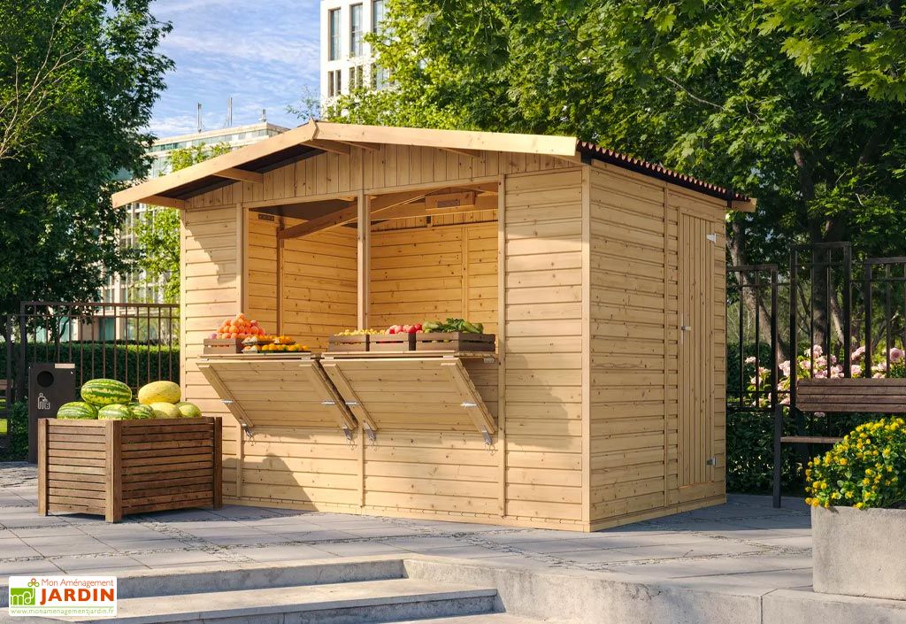 Kiosque commercial en bois 6 m² – Stand de vente pour marchés M150 ...