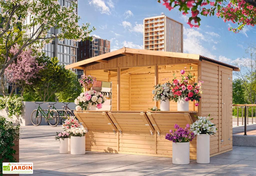 Kiosque commercial en bois 6 m² – Stand de vente pour marchés M150A ...