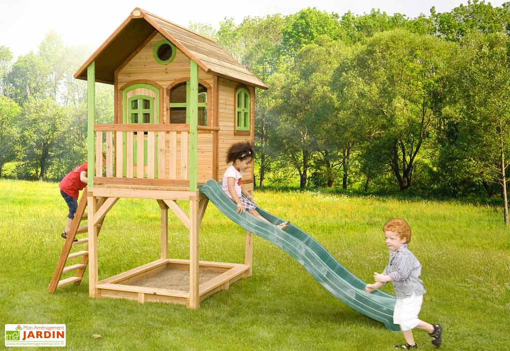 Maisonnette enfant bois et plastique - Mon Aménagement Jardin