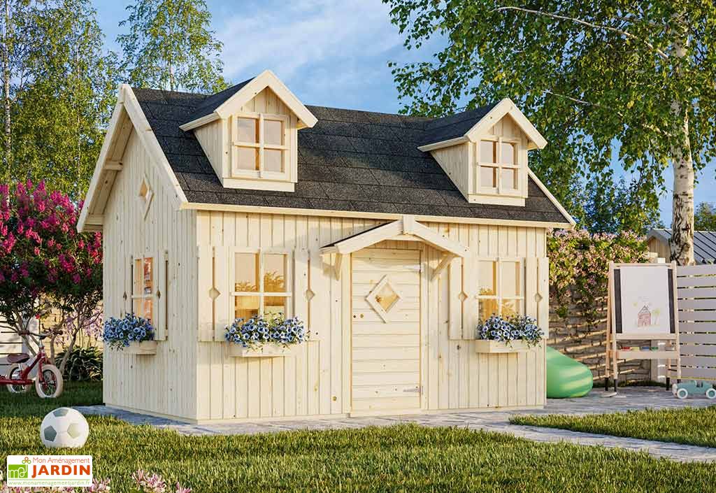 Maisonnette enfant bois et plastique - Mon Aménagement Jardin