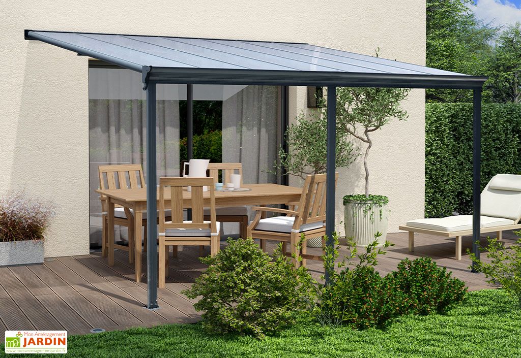 Pergola adossée en aluminium et polycarbonate 13 m2 – Louis - Cerland