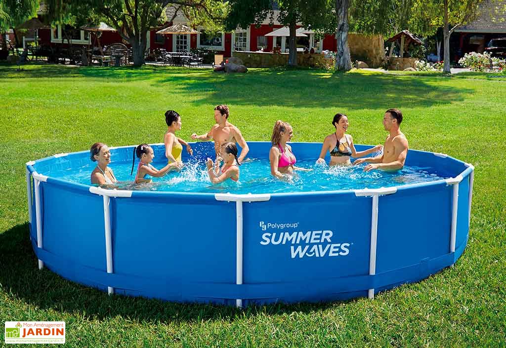 Piscine hors-sol tubulaire ronde ∅457 x 84 cm - PVC bleu - Summer Waves