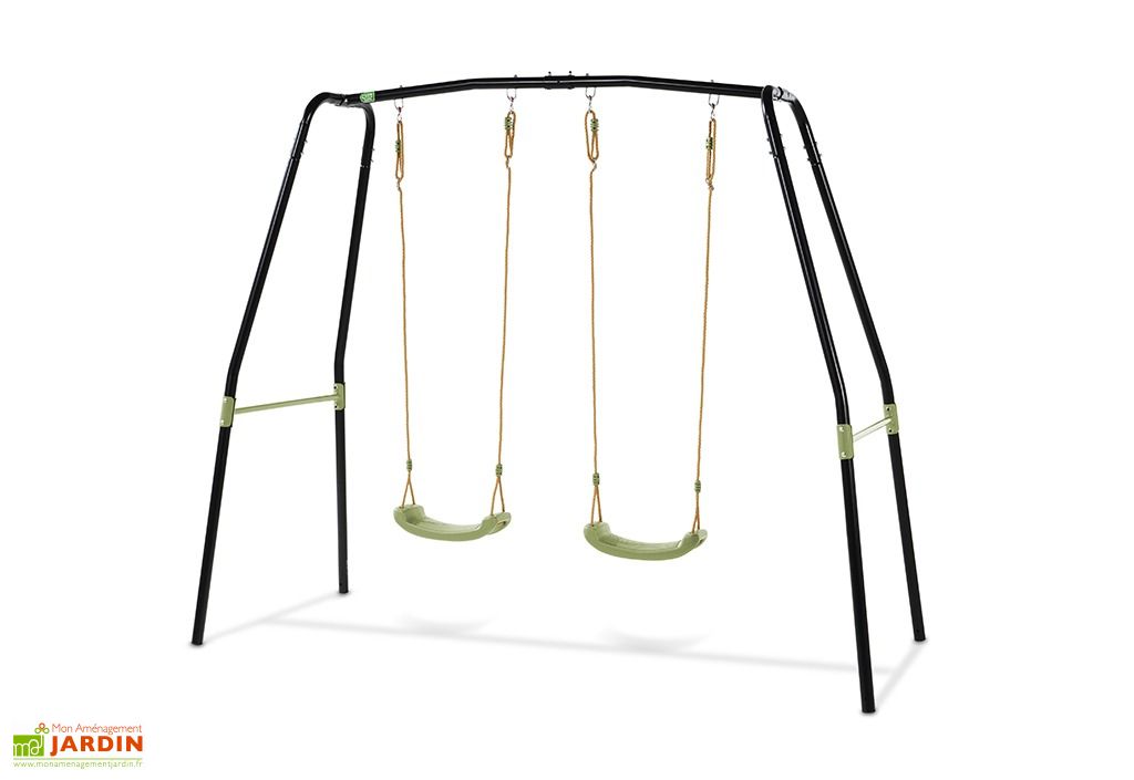 Portique balançoire en acier galvanisé 2 balançoires - Ivy