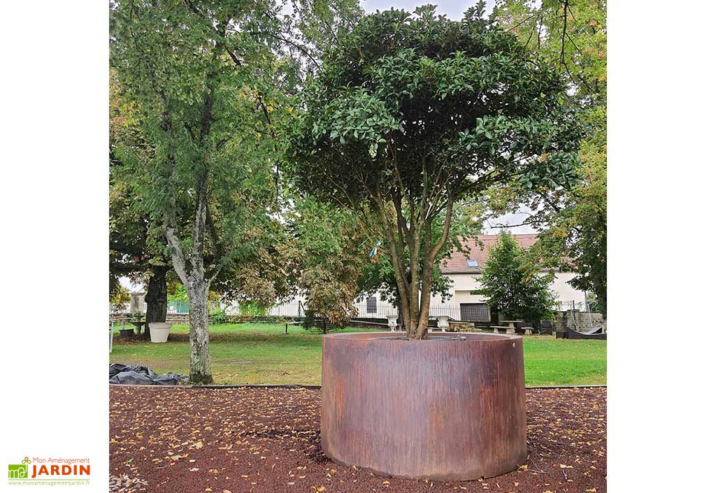 Pot de fleurs PEHD effet corten Ø80 cm sans fond - Rodéo 800 - PAPI