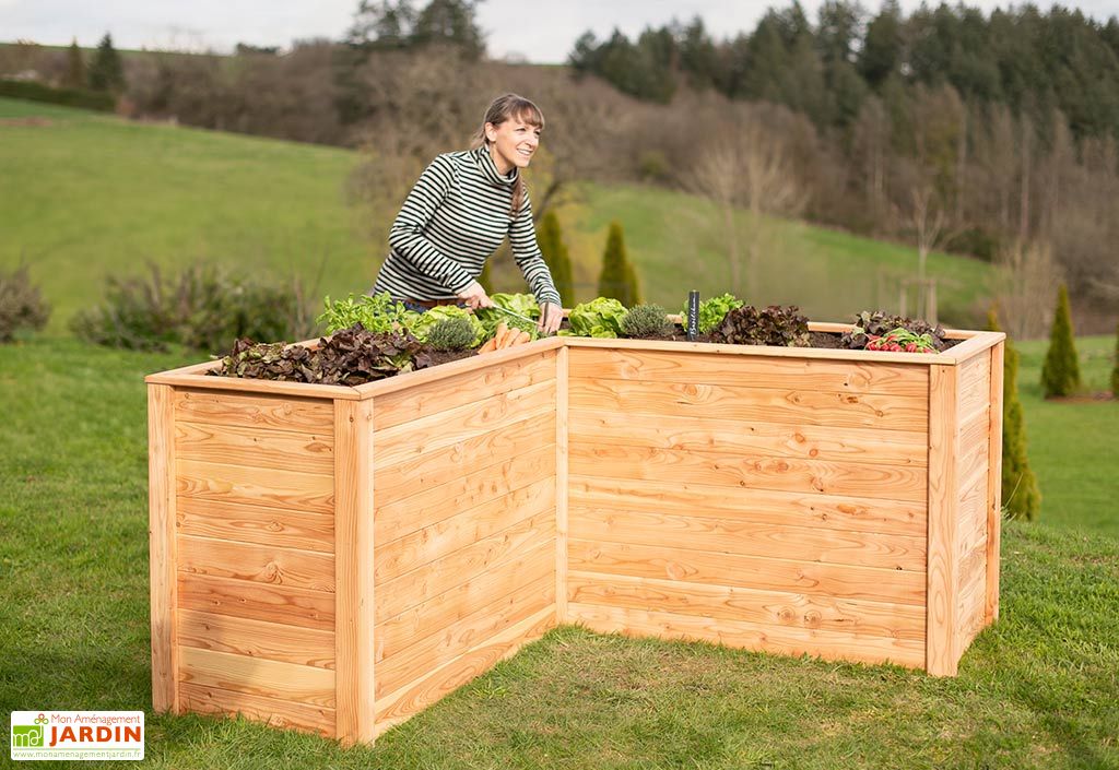 Potager surélevé en bois de mélèze 1250 L – 170 x 170 x 84 cm - Westmann