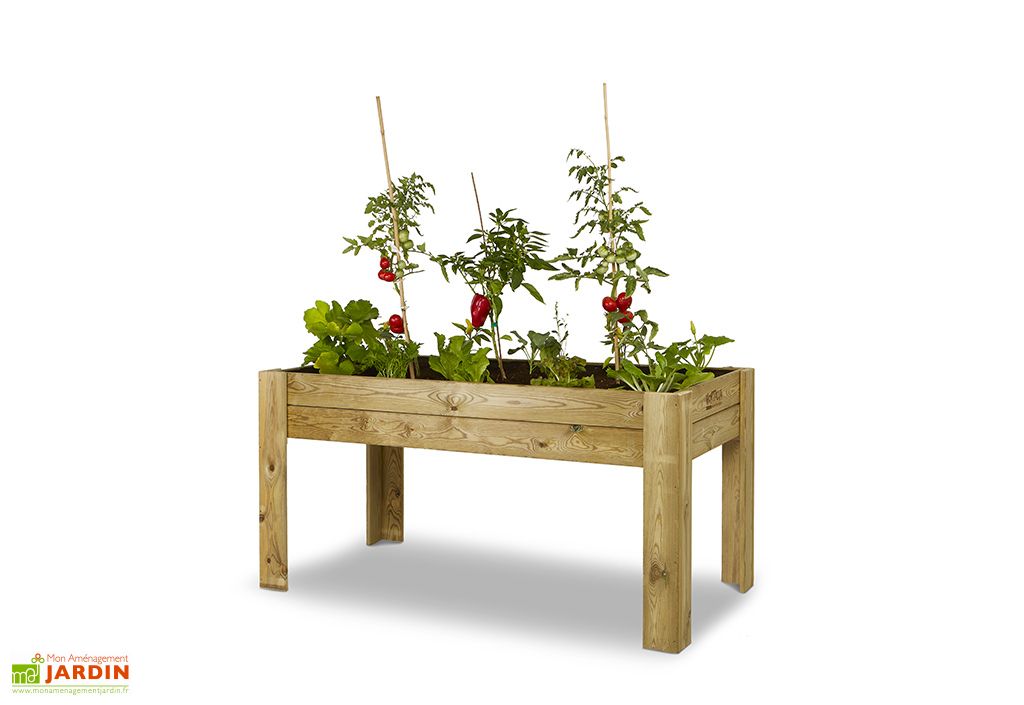 Potager surélevé en bois traité Gardenbrico XL80 : 160 cm - Hortalia