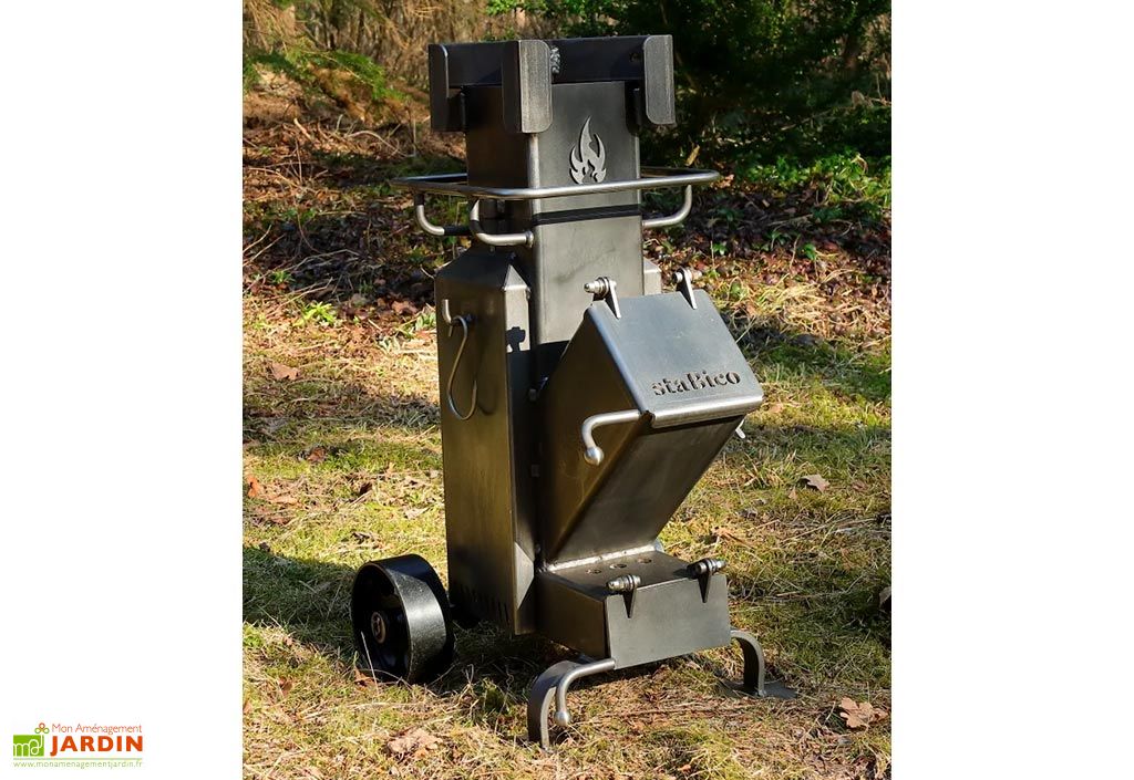 Réchaud à bois plancha en acier Rocket – 60 x 40 x 65 cm