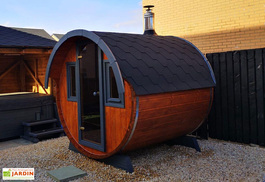 Sauna d'extérieur tonneau en bois 4,51 m² - Barrel 220 - Inmedias Res