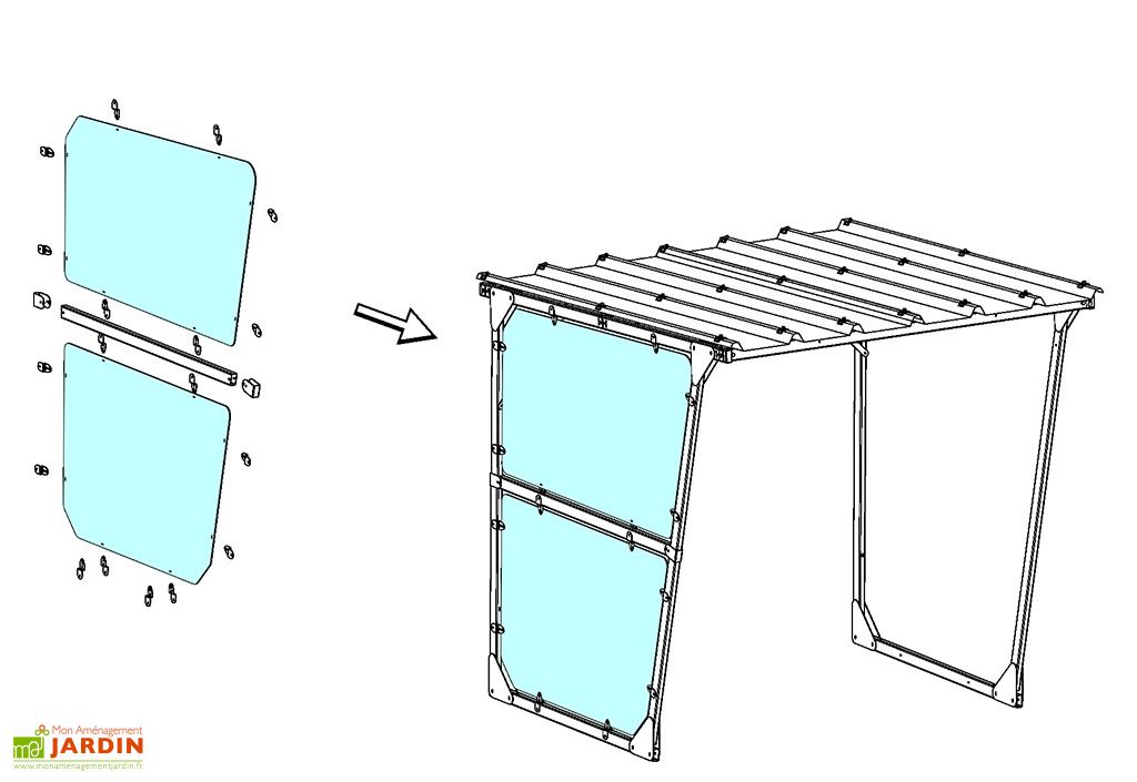 Bardage latéral pour abri à vélos Mottez en plexiglass - Mottez