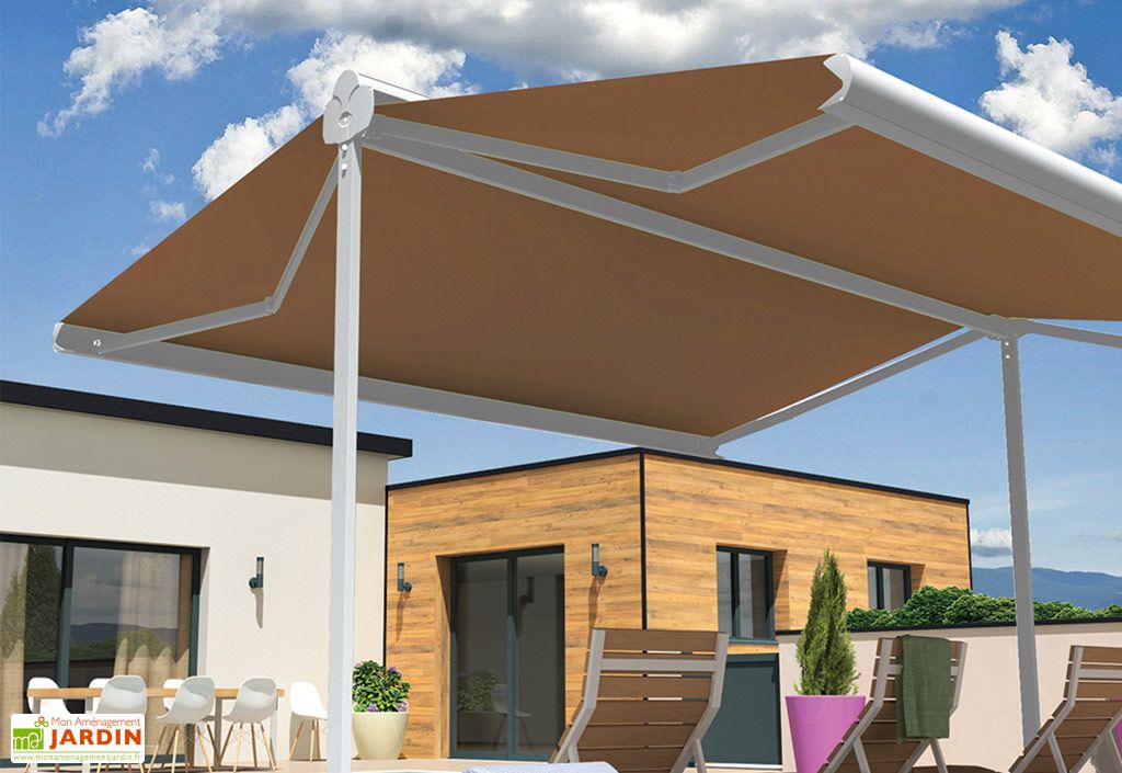 Store banne double pente avec coffre – Enargite 6 x 6 m motorisé - Intersun