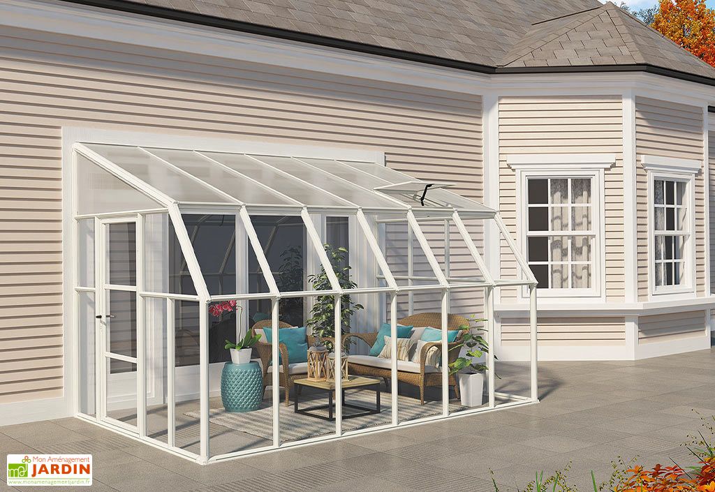 Véranda PVC en kit polycarbonate et verre - Sunroom 2,57 x 3,84 m - Canopia