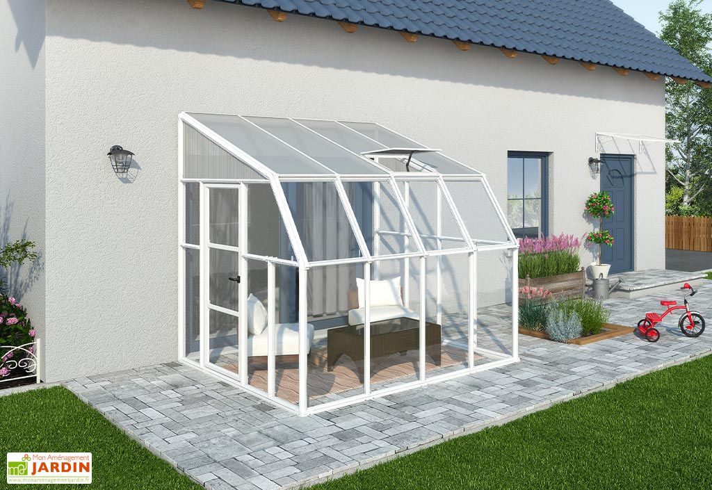Véranda PVC en kit polycarbonate et verre - Sunroom 2,57 x 2,60 m - Canopia