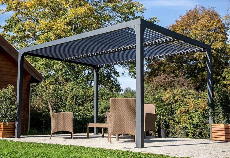 Pergola bioclimatique autoportée lames orientables manuelles 11 m² ...